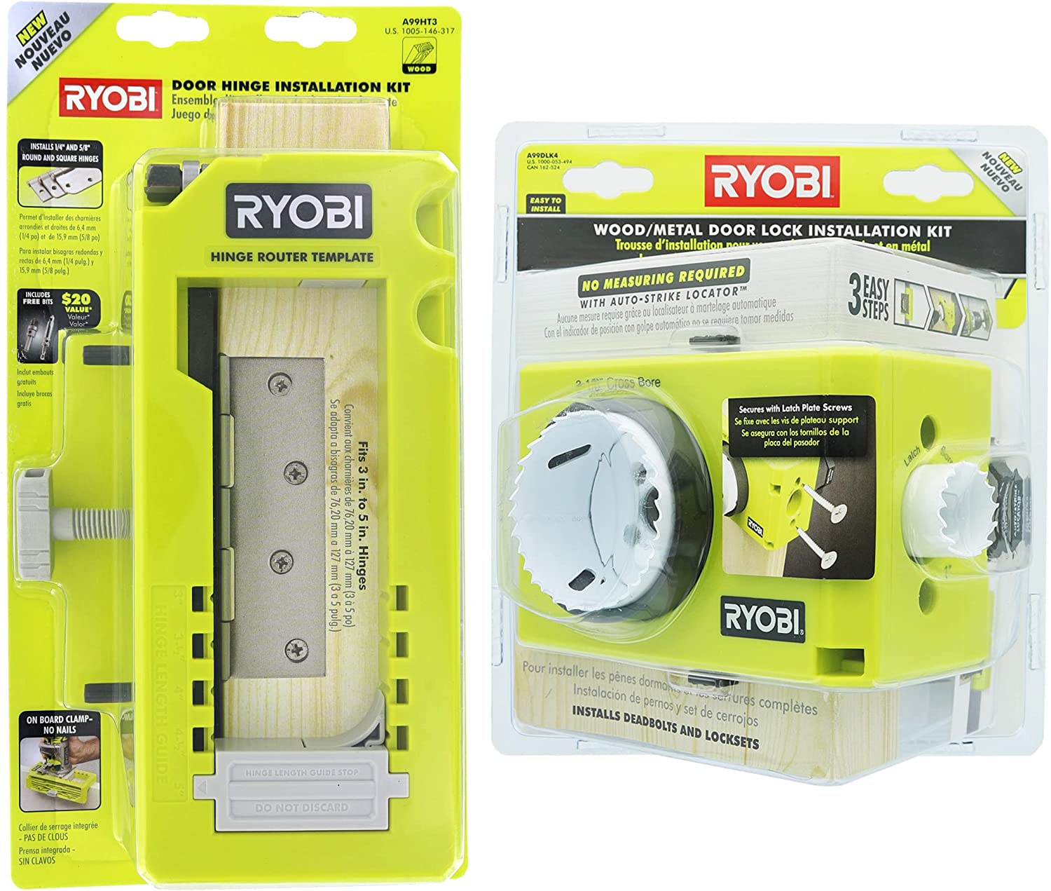 Ryobi A99HT2 Door Hinge Installation Kit/Mortiser Template Bundled wit ...